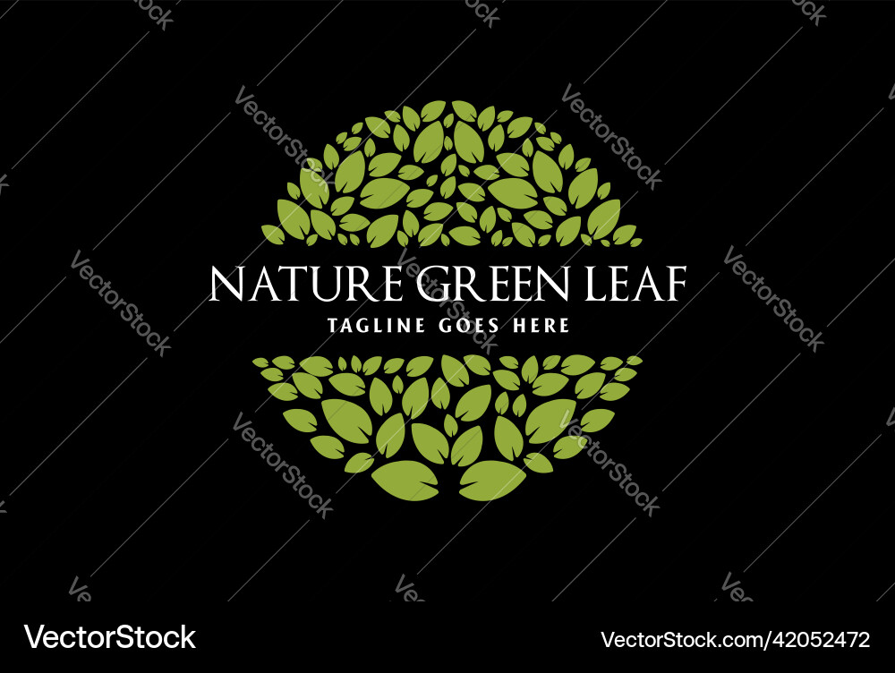 Circle circular nature green leaf leaves foliage Vector Image