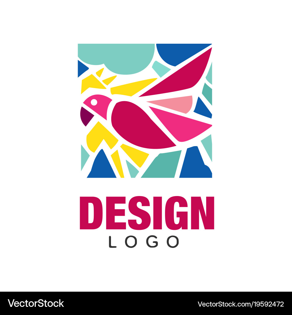 Creative logo design with pink tropical bird Vector Image