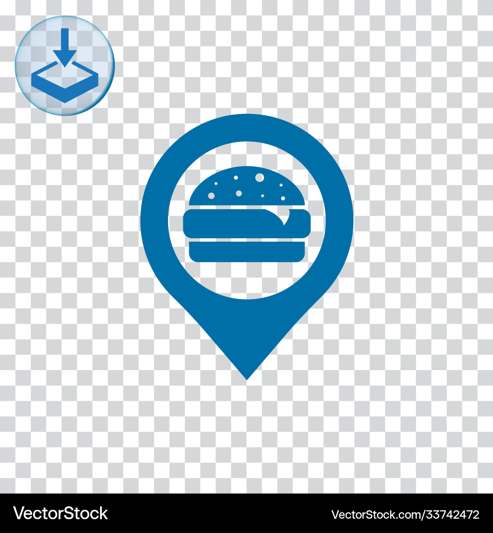 Fast food with pin icon Royalty Free Vector Image