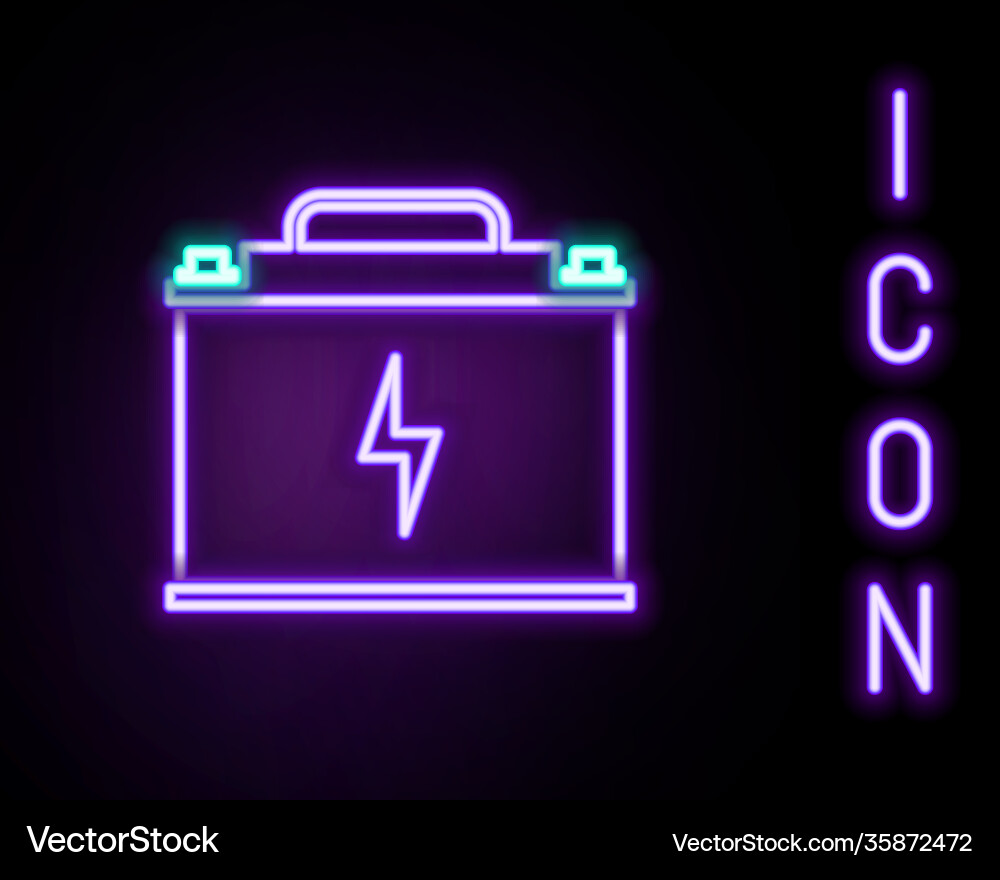 Glowing neon line car battery icon isolated Vector Image