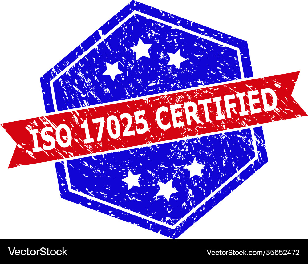 Hexagon bicolor iso 17025 certified watermark Vector Image