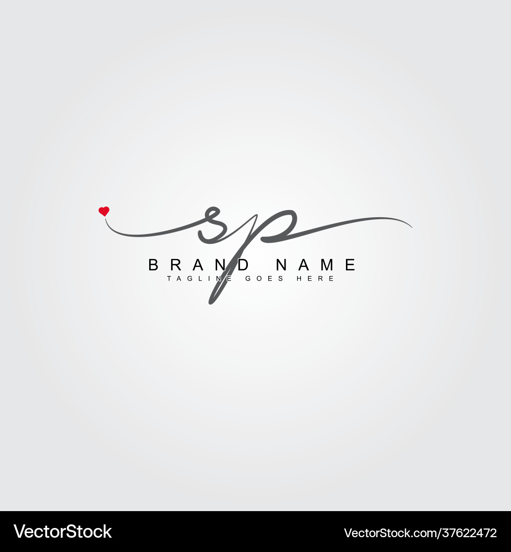 Initial letter sp logo - hand drawn signature Vector Image