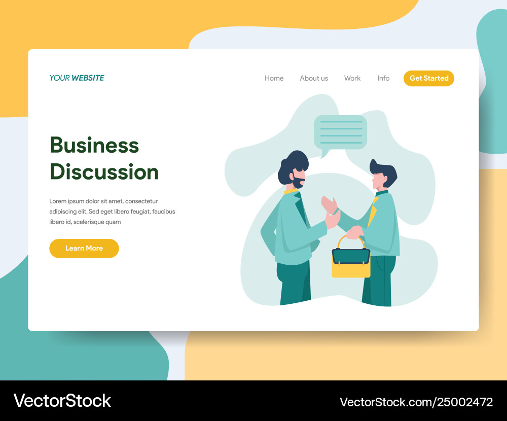 Landing page template business discussion Vector Image