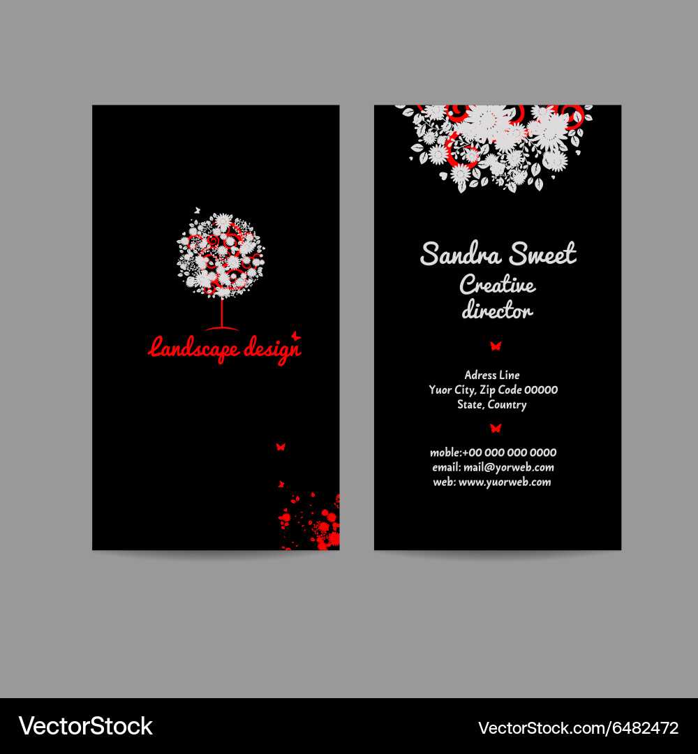 Landscape design vertical business card name Vector Image