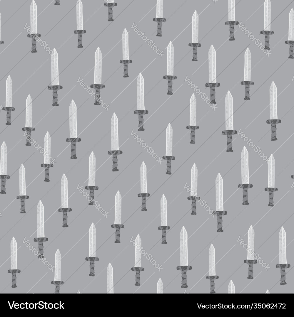 Little swords silhouettes seamless pattern hand Vector Image