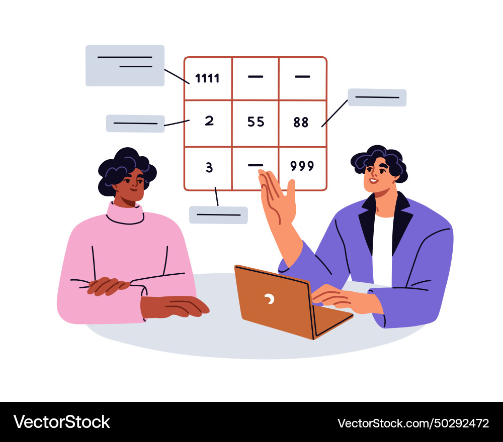 Numerology psychomatrix numerical analysis Vector Image