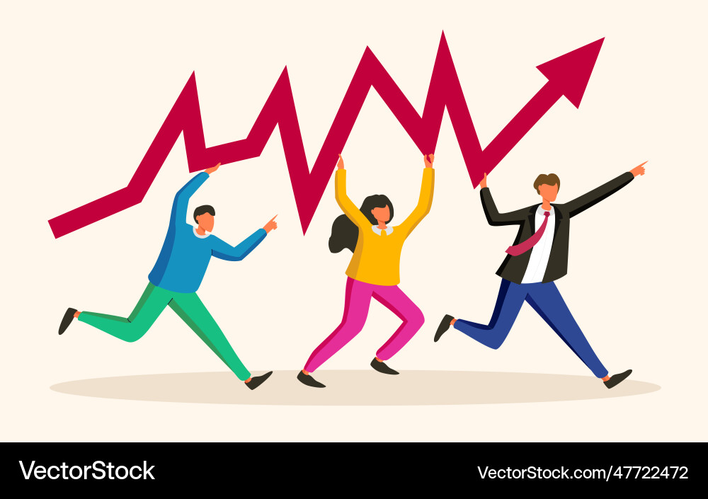 People carry arrow chart together Royalty Free Vector Image