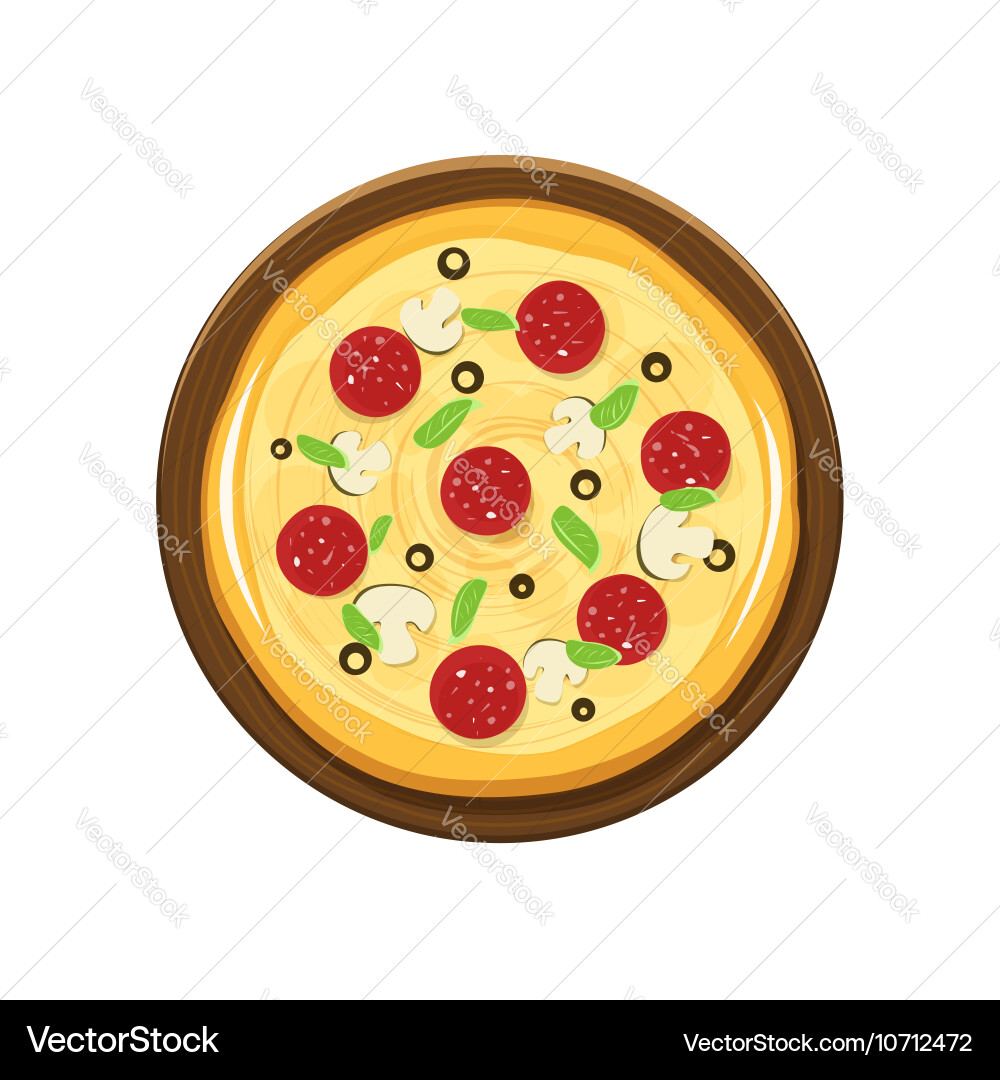 Pizza and wooden plate Royalty Free Vector Image