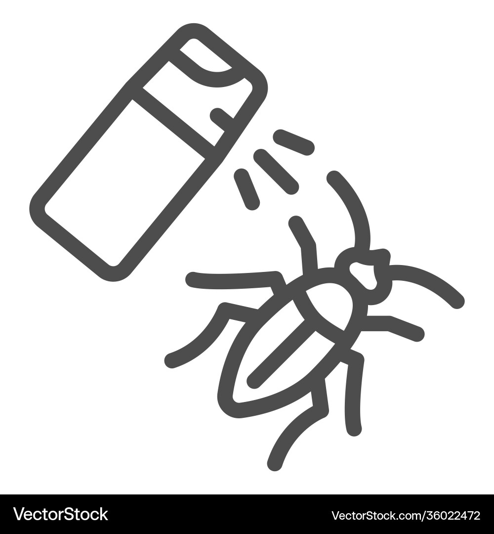 Spray bottle and cockroach line icon pest control Vector Image