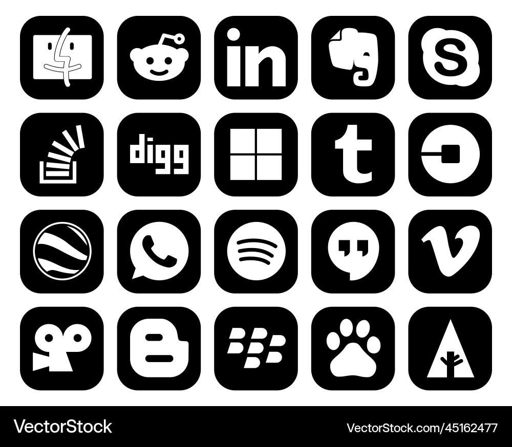 20 social media icon pack including whatsapp Vector Image