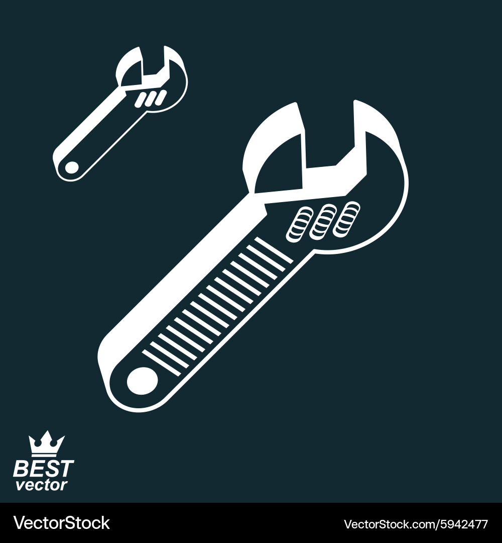 3d detailed adjustable wrench includes additional Vector Image