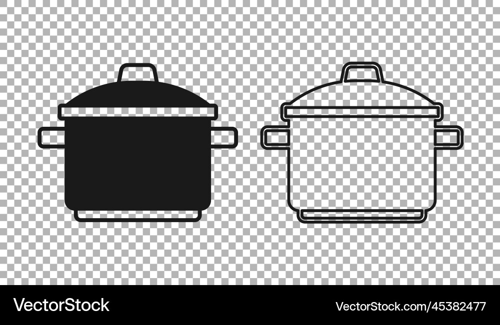 Black cooking pot icon isolated on transparent Vector Image