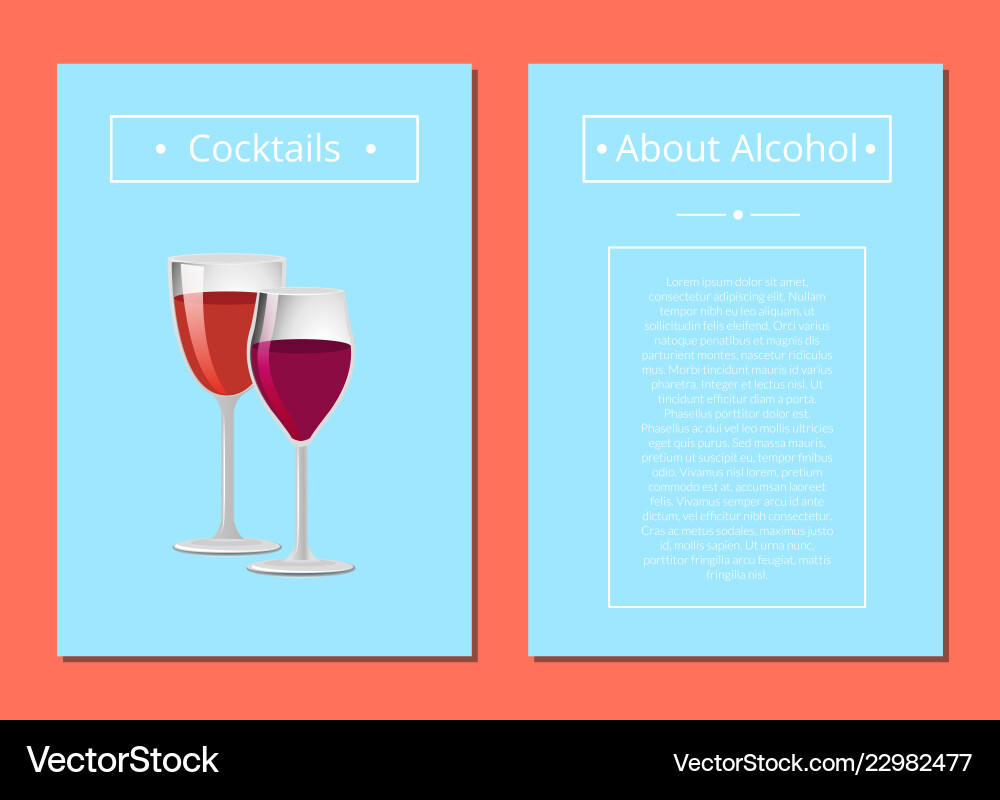 Cocktails about alcohol posters with two glasses Vector Image