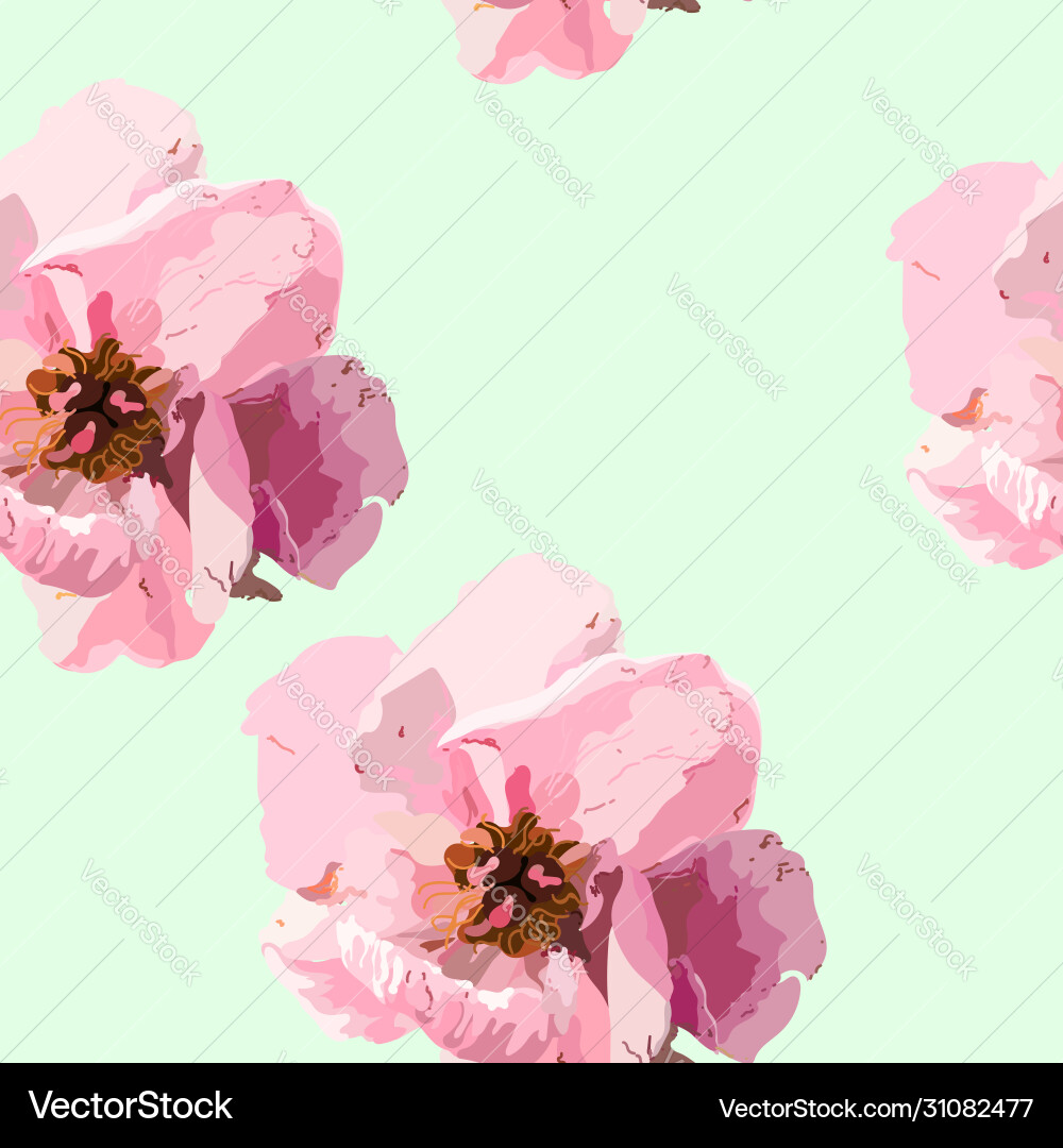 Large realistic pink peonies flowers on a light Vector Image
