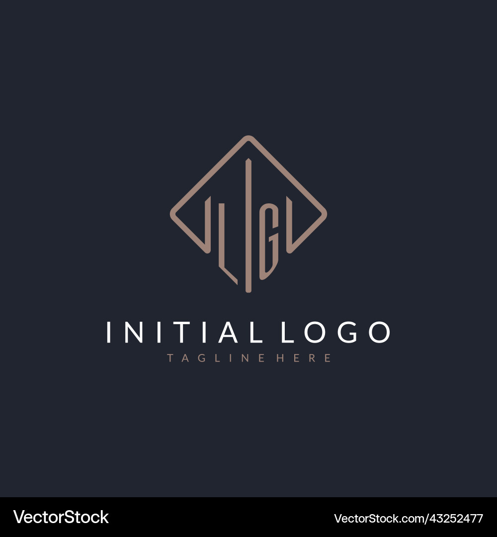 Lg initial logo with curved rectangle style design