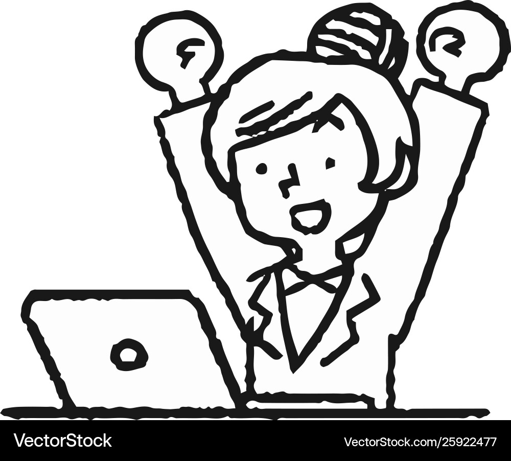 Monochrome analog style working woman Royalty Free Vector