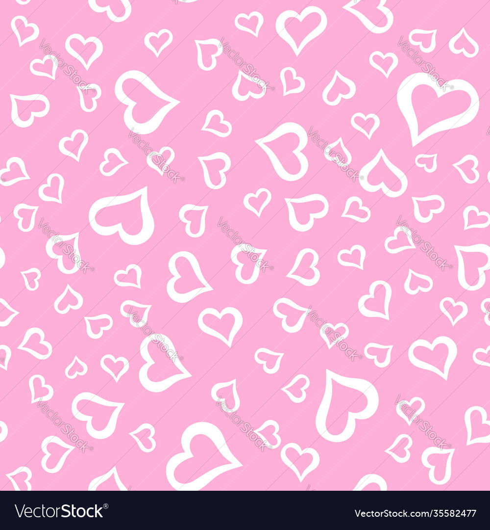 Seamless pattern with white hearts on pink Vector Image