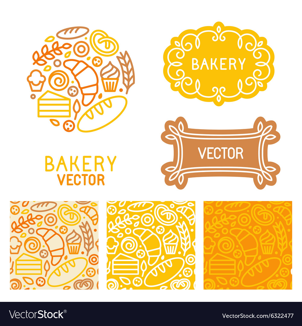 Set logo design elements with icons Royalty Free Vector
