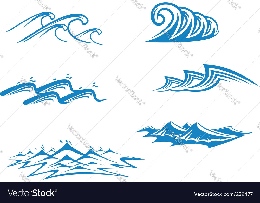 Set of wave symbols Royalty Free Vector Image - VectorStock