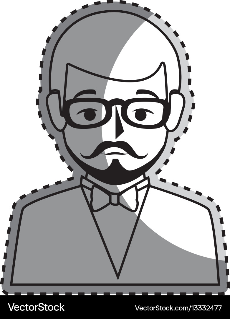 Sticker silhouette half body man formal style Vector Image