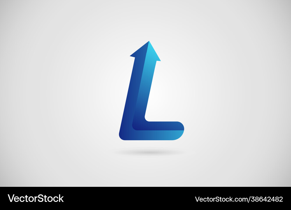 Blue gradient arrow l alphabet letter logo icon Vector Image