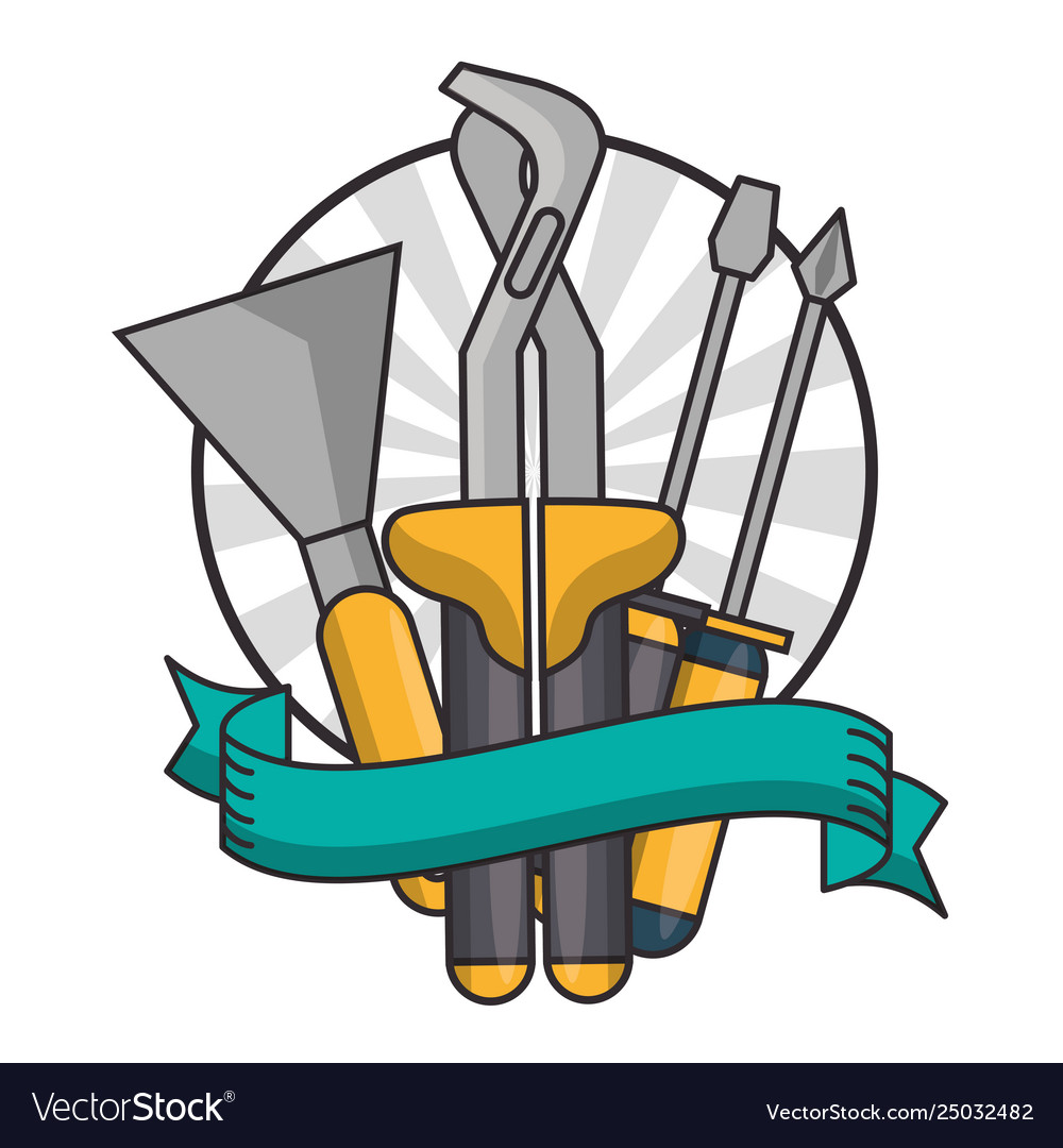 Construction tools emblem Royalty Free Vector Image