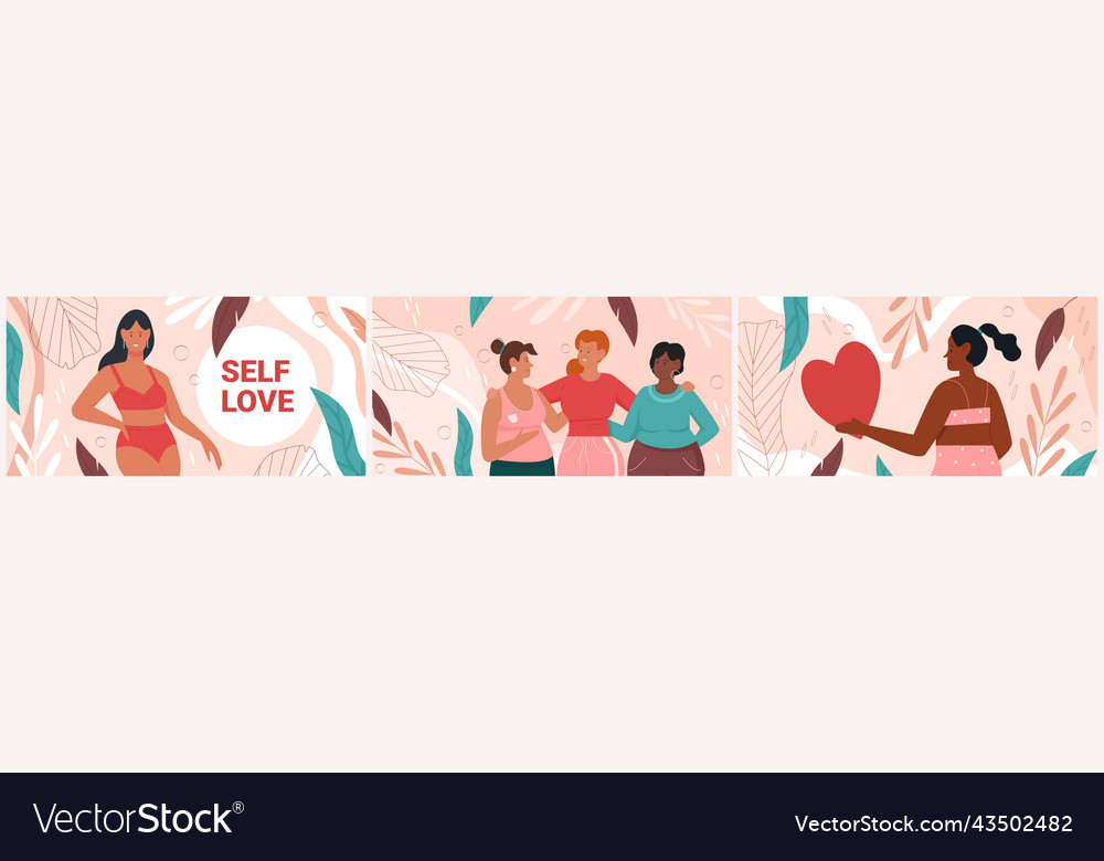 Diversity Group Of Happy Plus Size Girls In Bikini