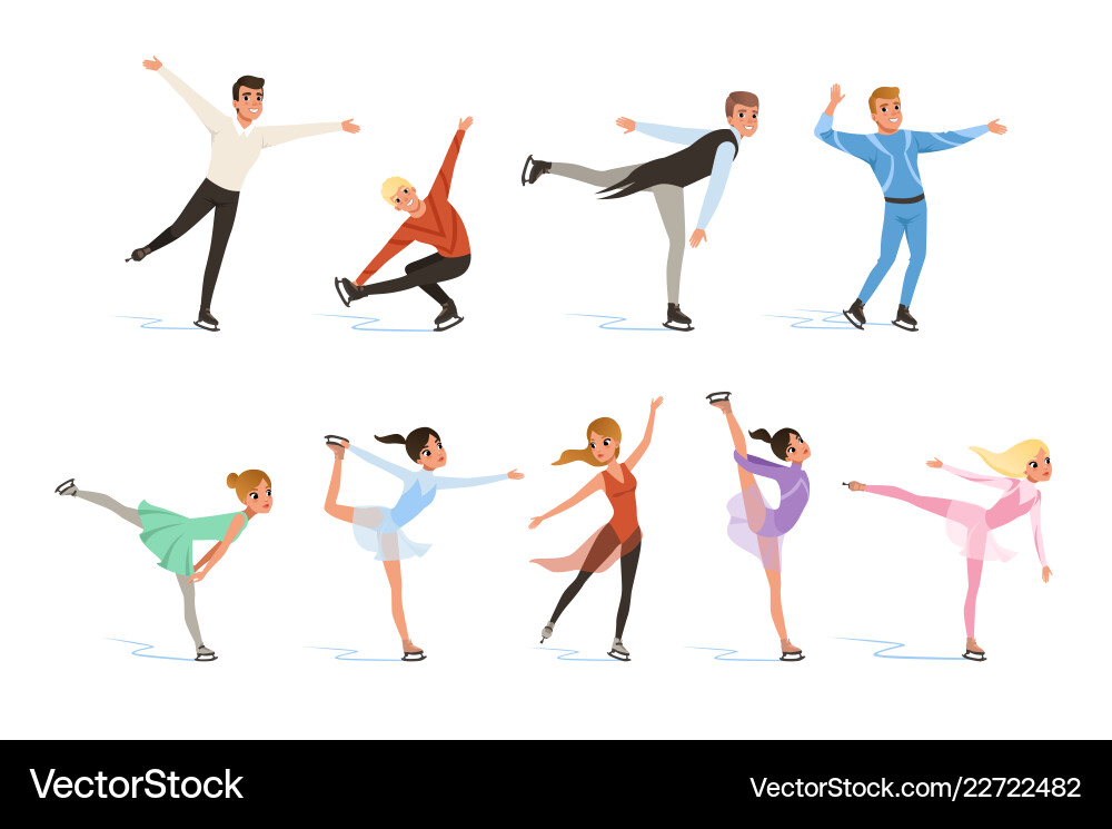 Figure skating set professional athletes Vector Image