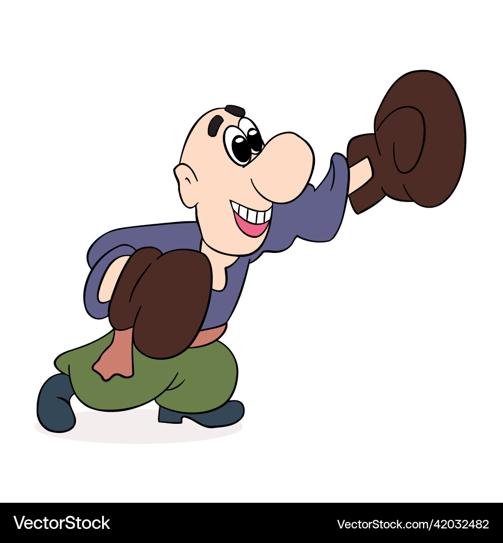 Funny boxer in gloves is training cartoon Vector Image