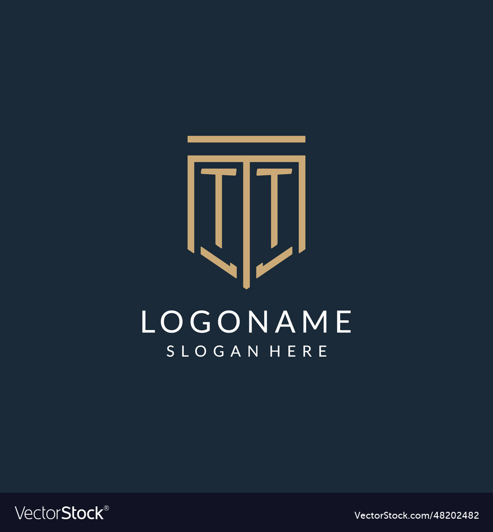 Initial tt shield logo monoline style modern and Vector Image