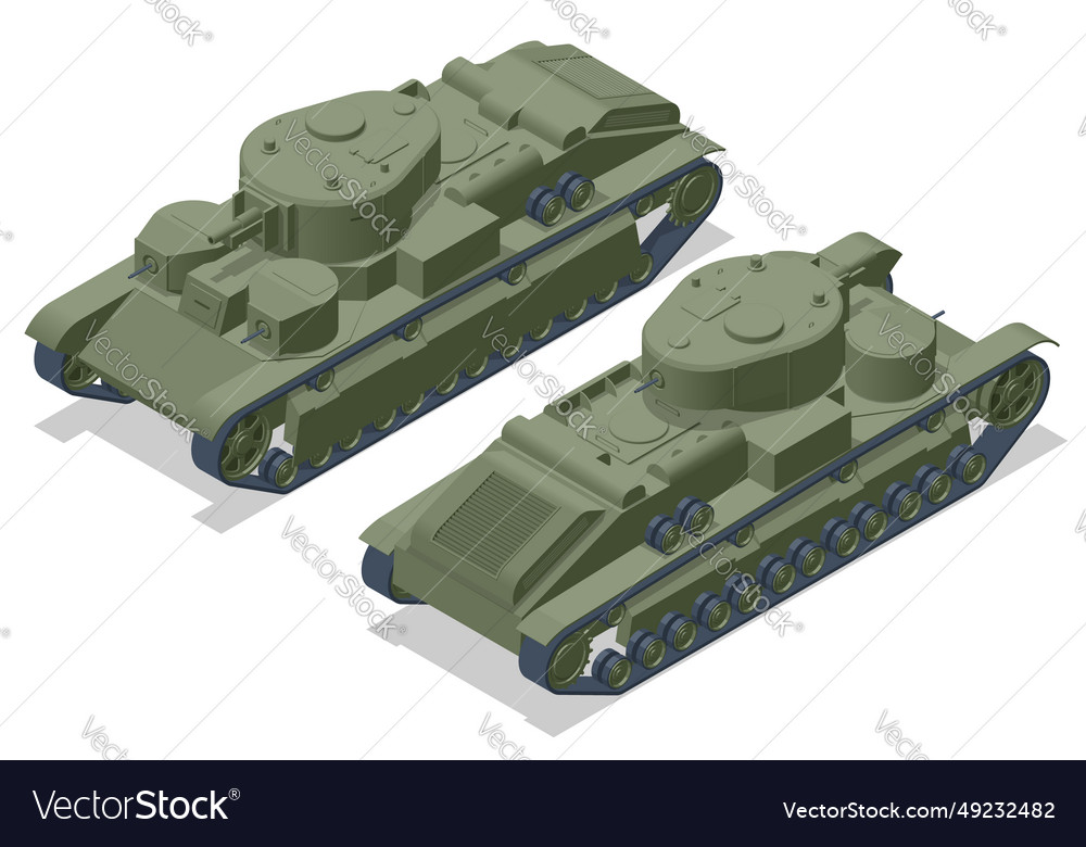 Isometric tank ussr medium -28 armoured Royalty Free Vector