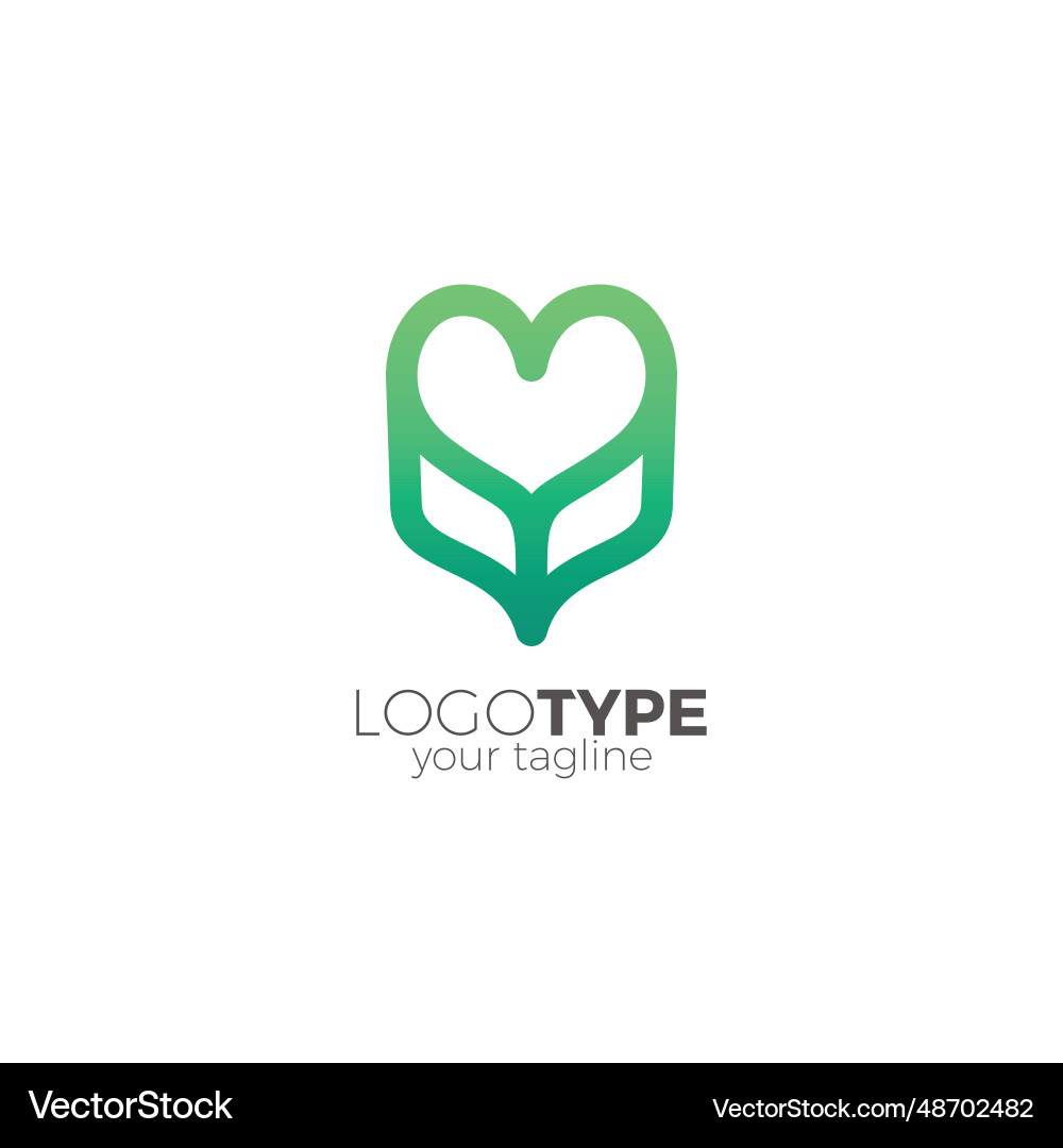 Love leaf logo design heart nature Royalty Free Vector Image