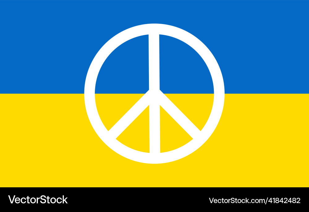 Ukrainian flag with peace sign Royalty Free Vector Image
