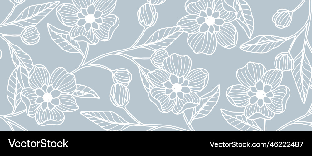 Blue floral with flowers Royalty Free Vector Image