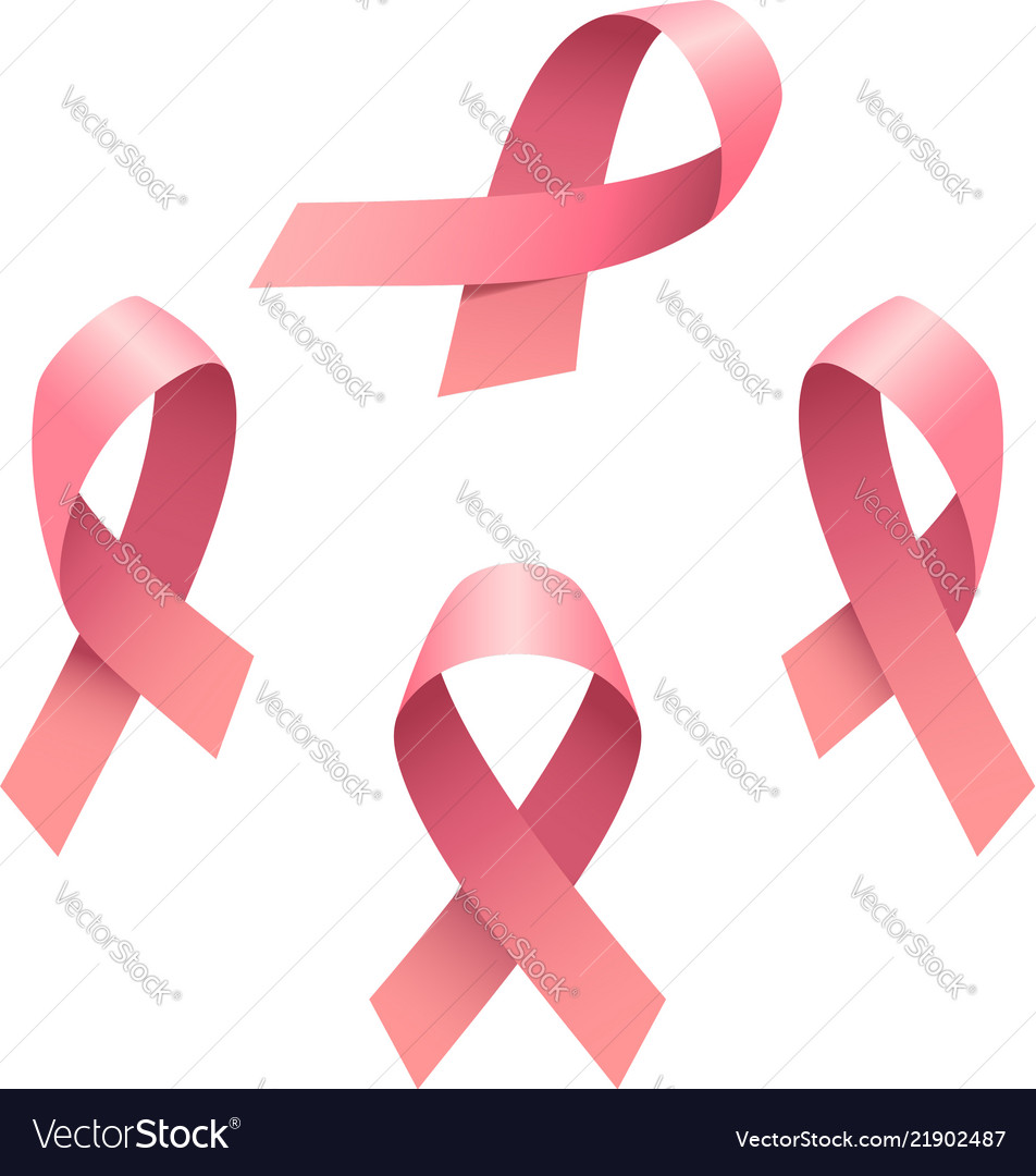 Breast cancer ribbon icon set isometric style Vector Image