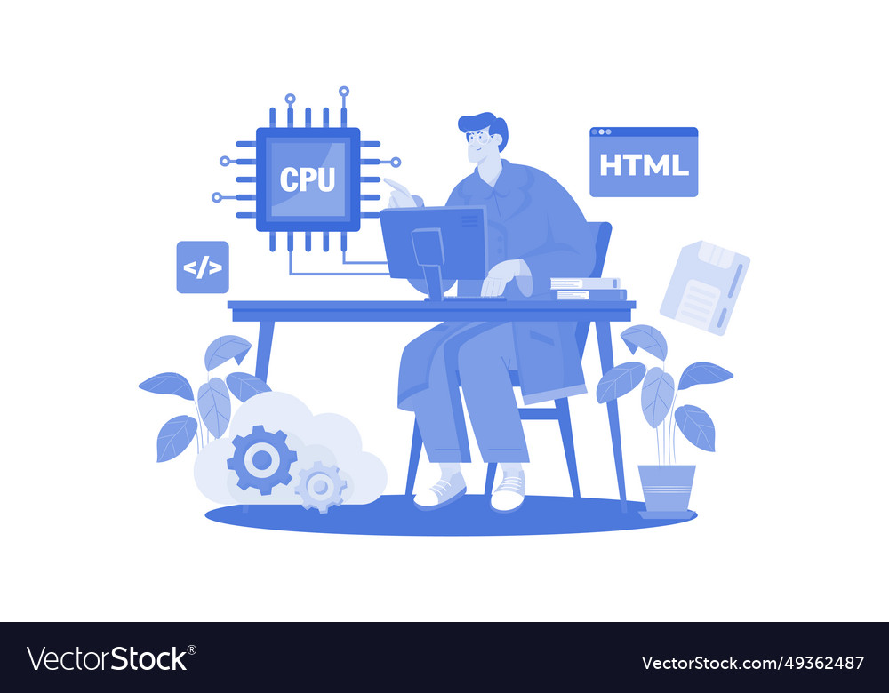 Computer scientist concept on a white background Vector Image