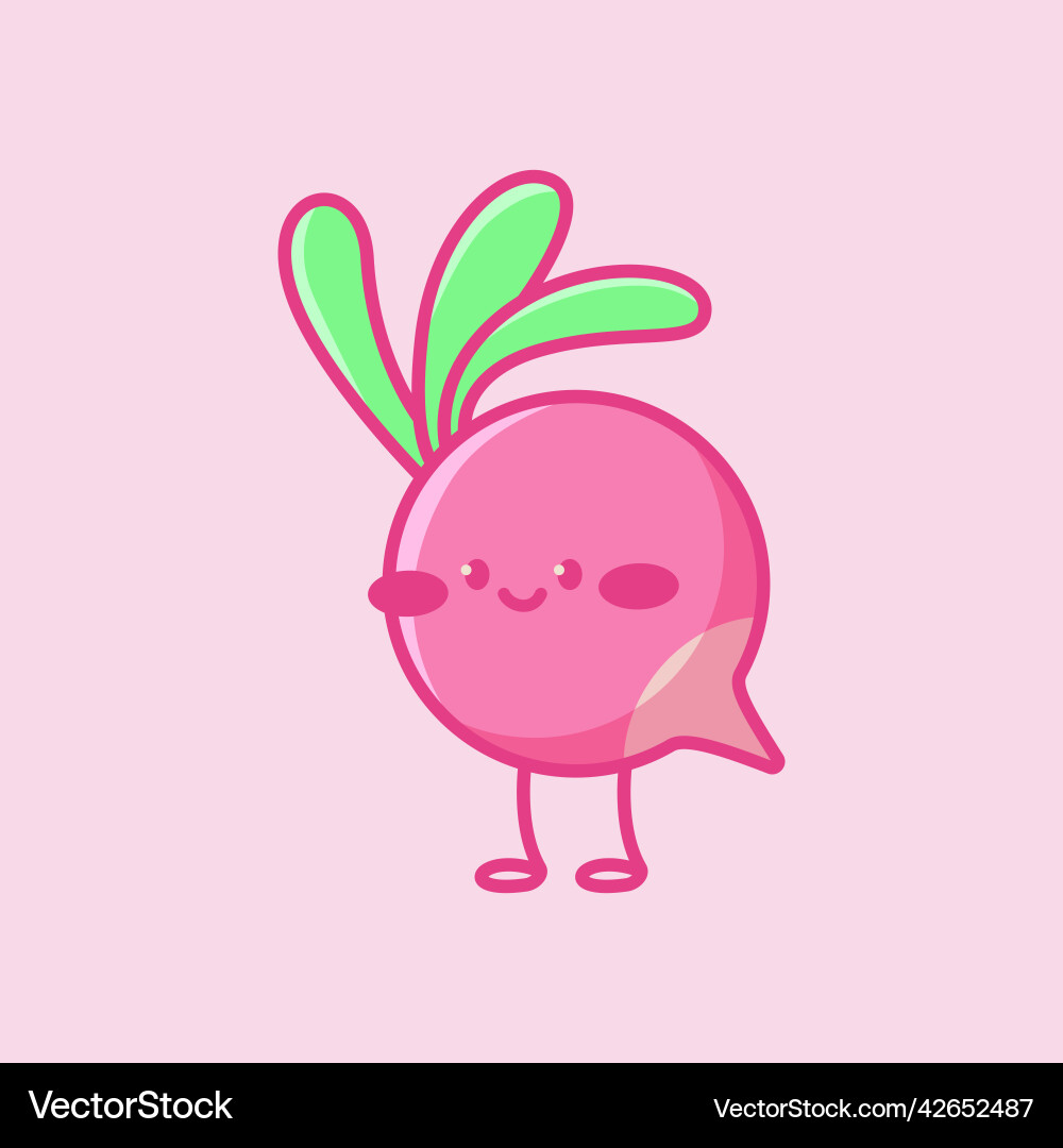 Cute radish character cartoon isolated Royalty Free Vector