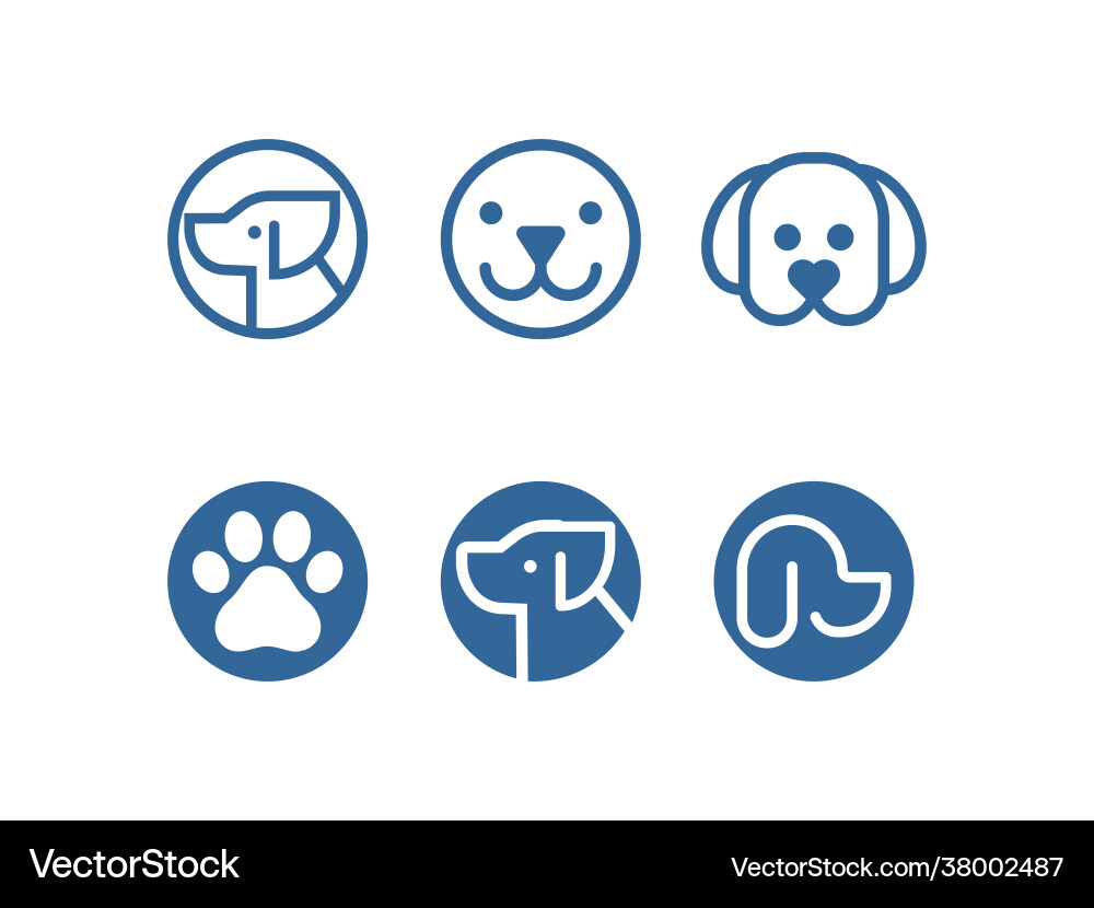 Dog puppy line icon set Royalty Free Vector Image
