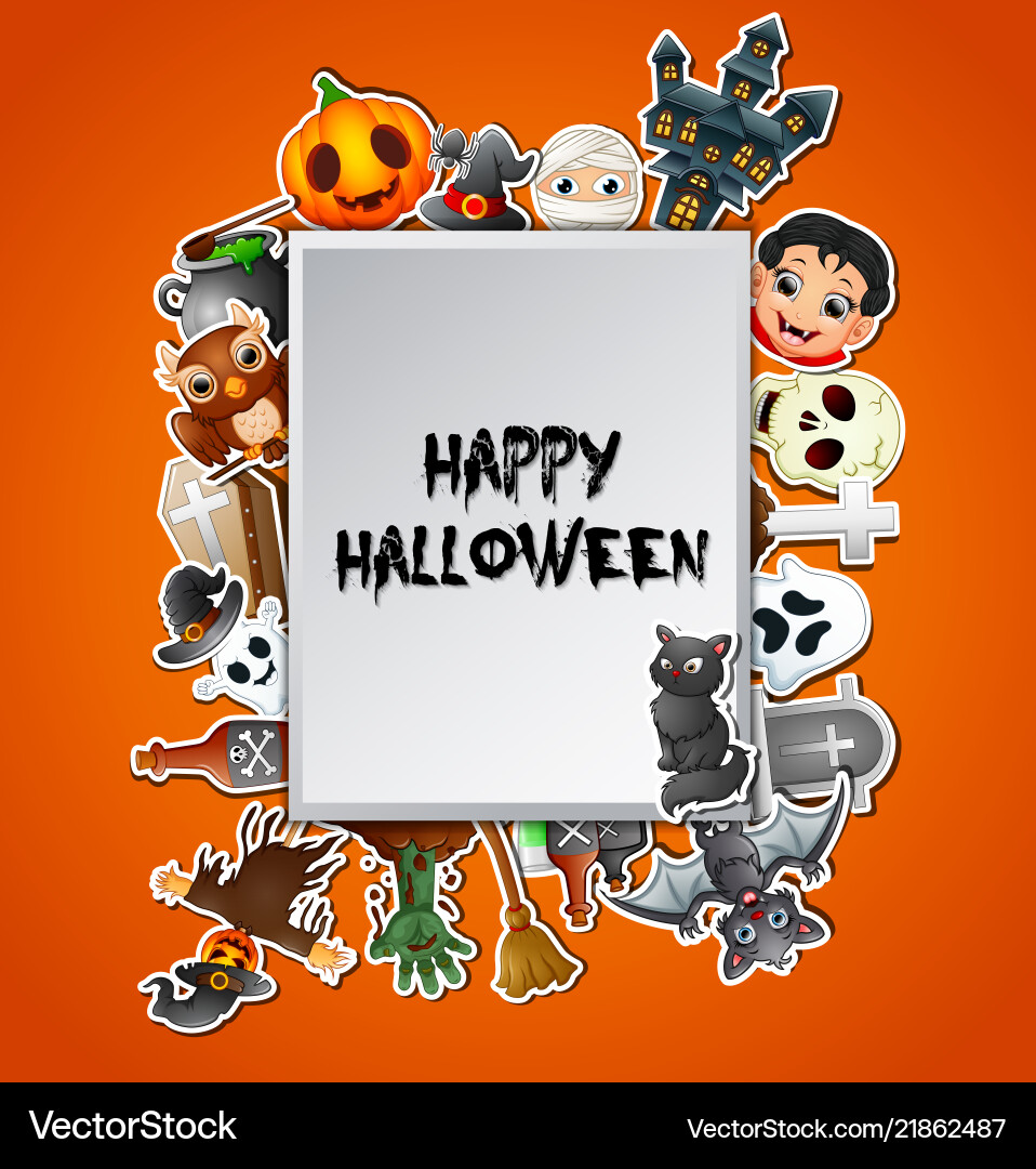 Happy halloween square card celebrations Vector Image