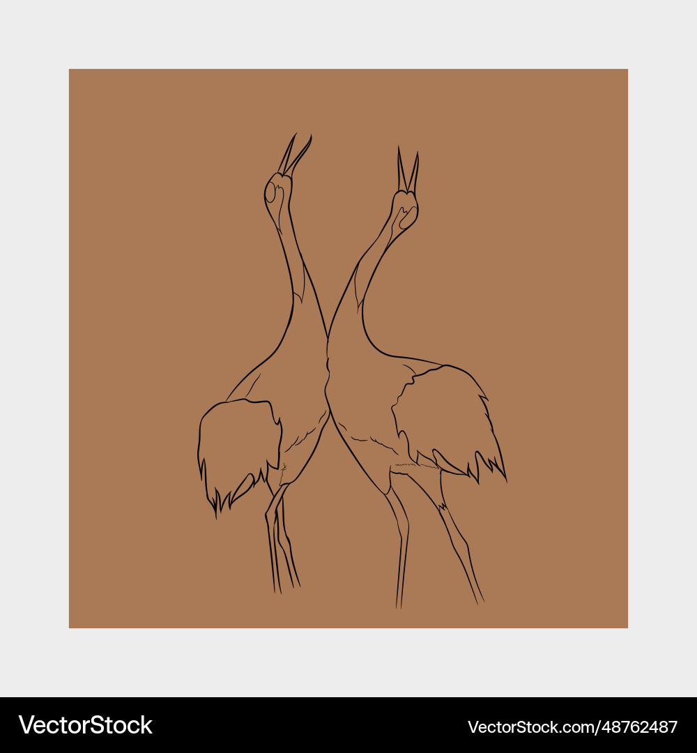Image of red-crowned crane birds Royalty Free Vector Image