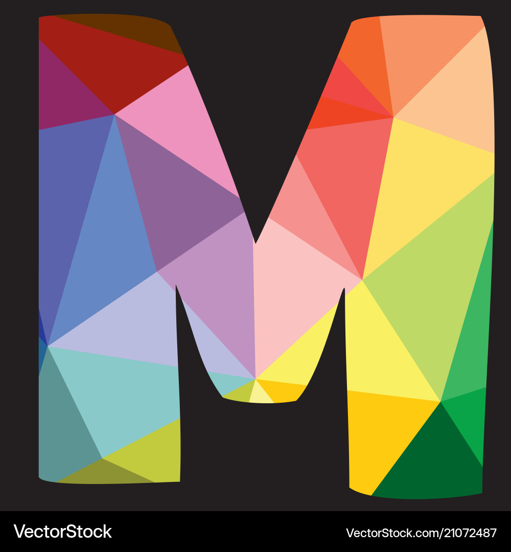 M low poly colorful alphabet letter isolated Vector Image