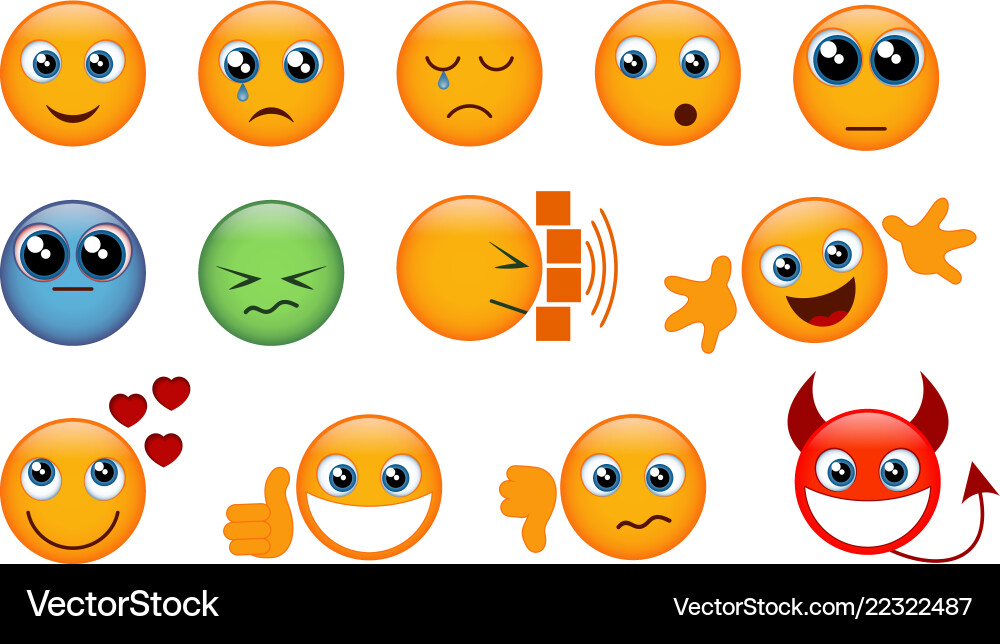 Set of yellow emojis Royalty Free Vector Image