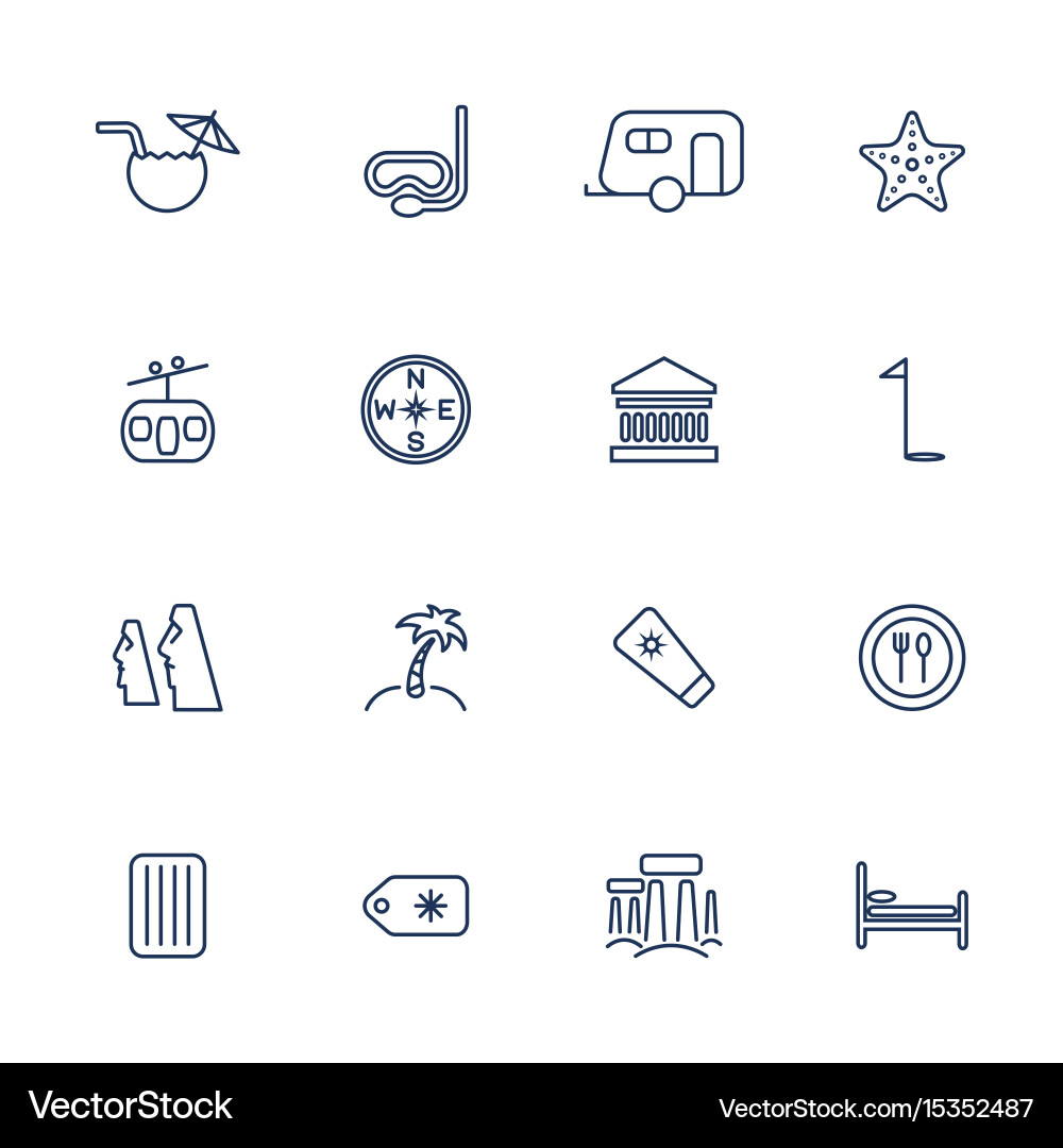 Simple travel icons set Royalty Free Vector Image