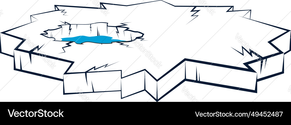 White ice floe with cracks and an hole Royalty Free Vector