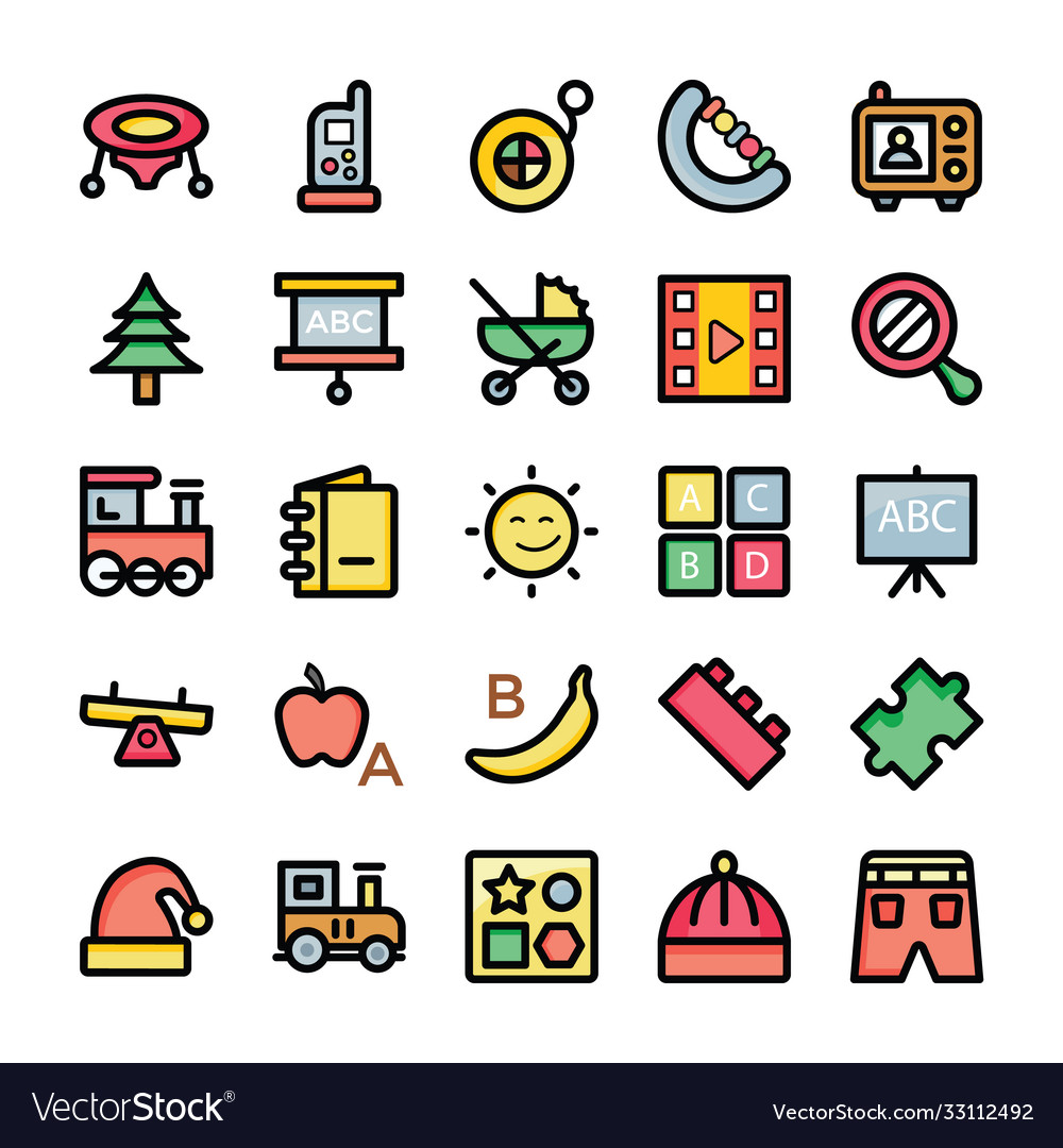 Baby and kids flat icons set Royalty Free Vector Image