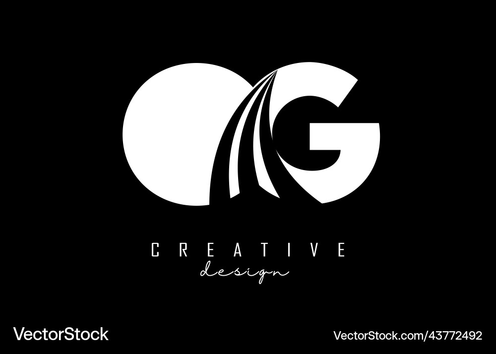 Creative white letters og o g logo with leading Vector Image