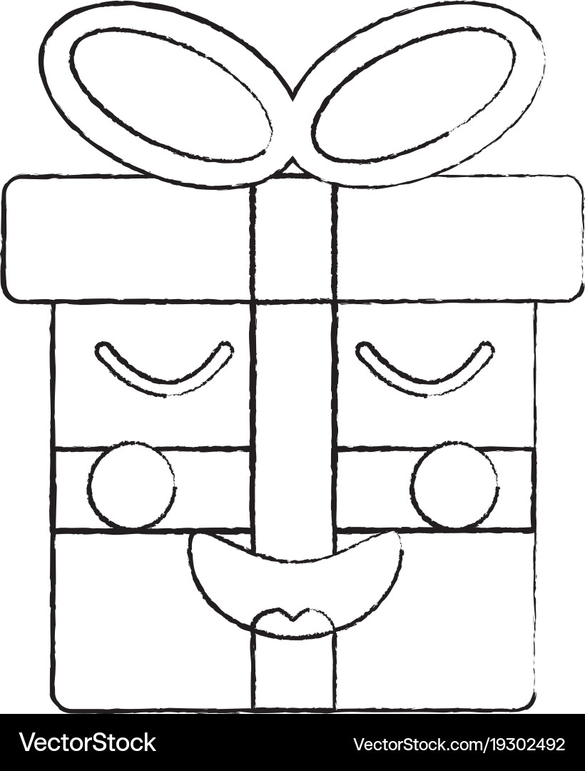 Gift box happy emoji icon imag Royalty Free Vector Image