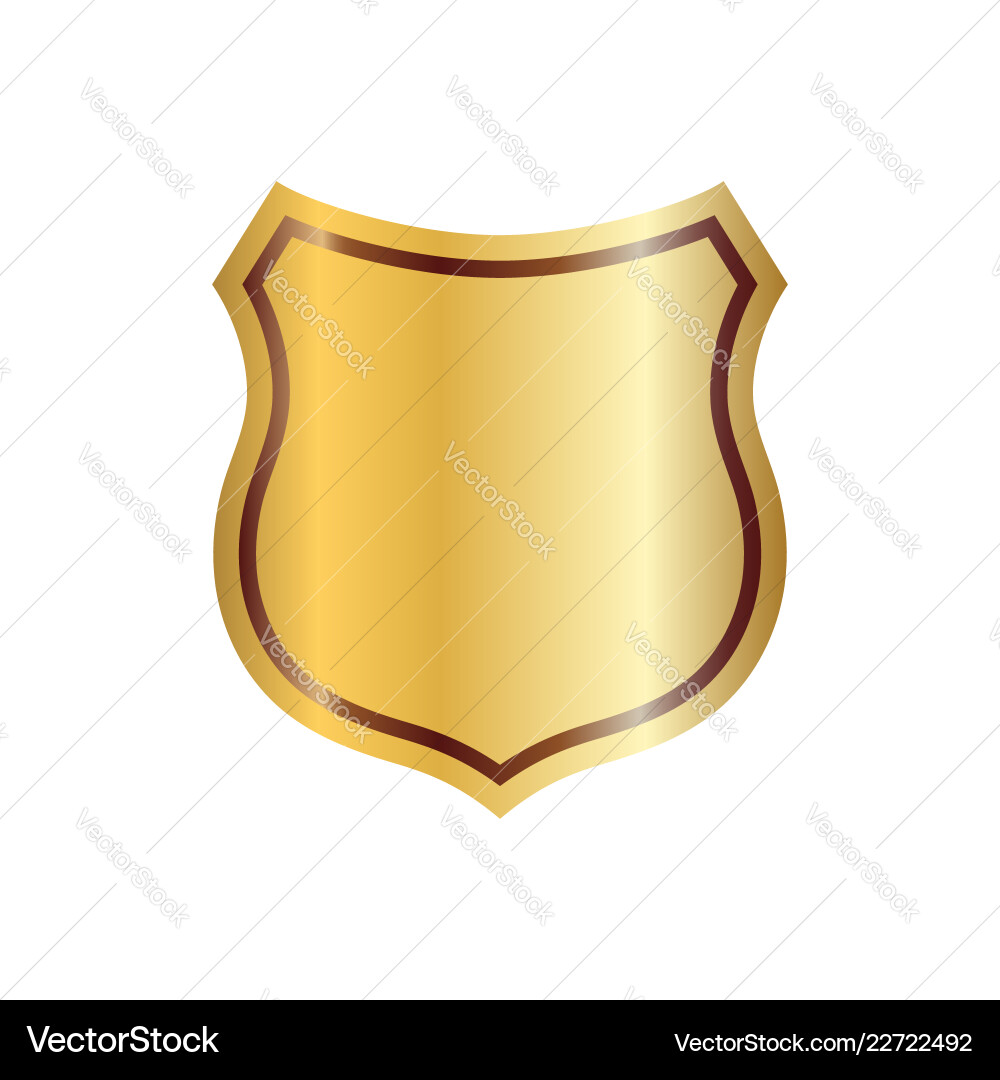 Gold shield shape icon 3d golden emblem sign Vector Image