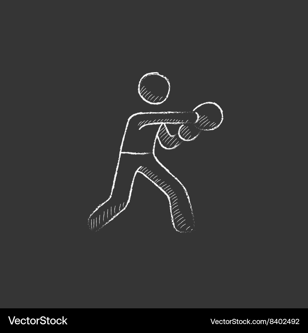 Male boxer Drawn in chalk icon Royalty Free Vector Image