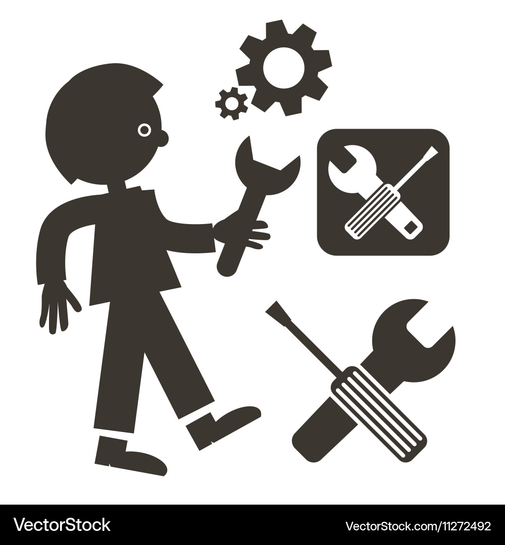 Man with wrench icon tools symbols screwdriver Vector Image